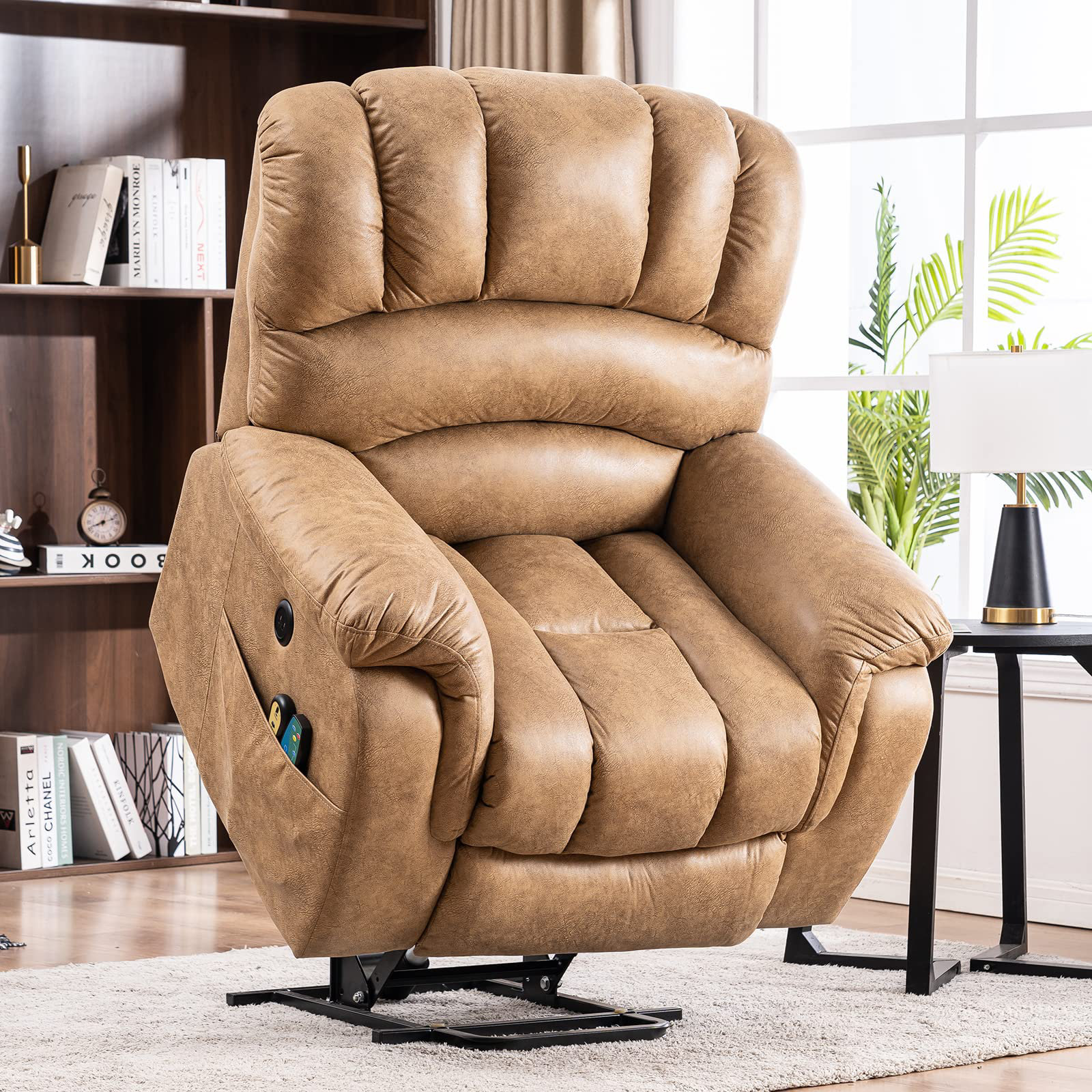Meetwarm Large Power Lift Heavy Duty Overstuffed Wide Electric Recliner ...