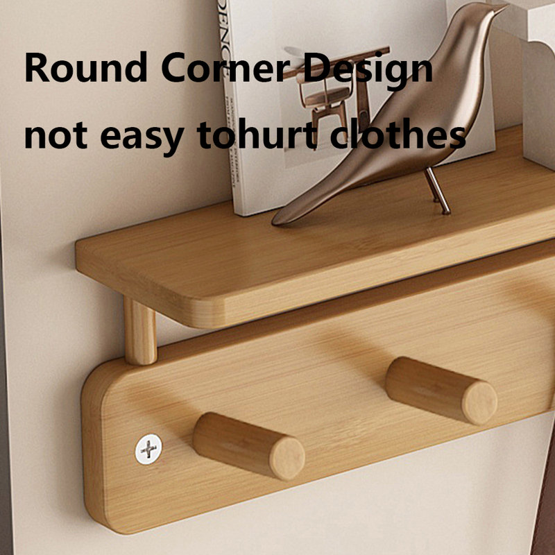 Latitude Run® 6 Hooks Wall Coat Hook Rack With Floating Shelf For ...