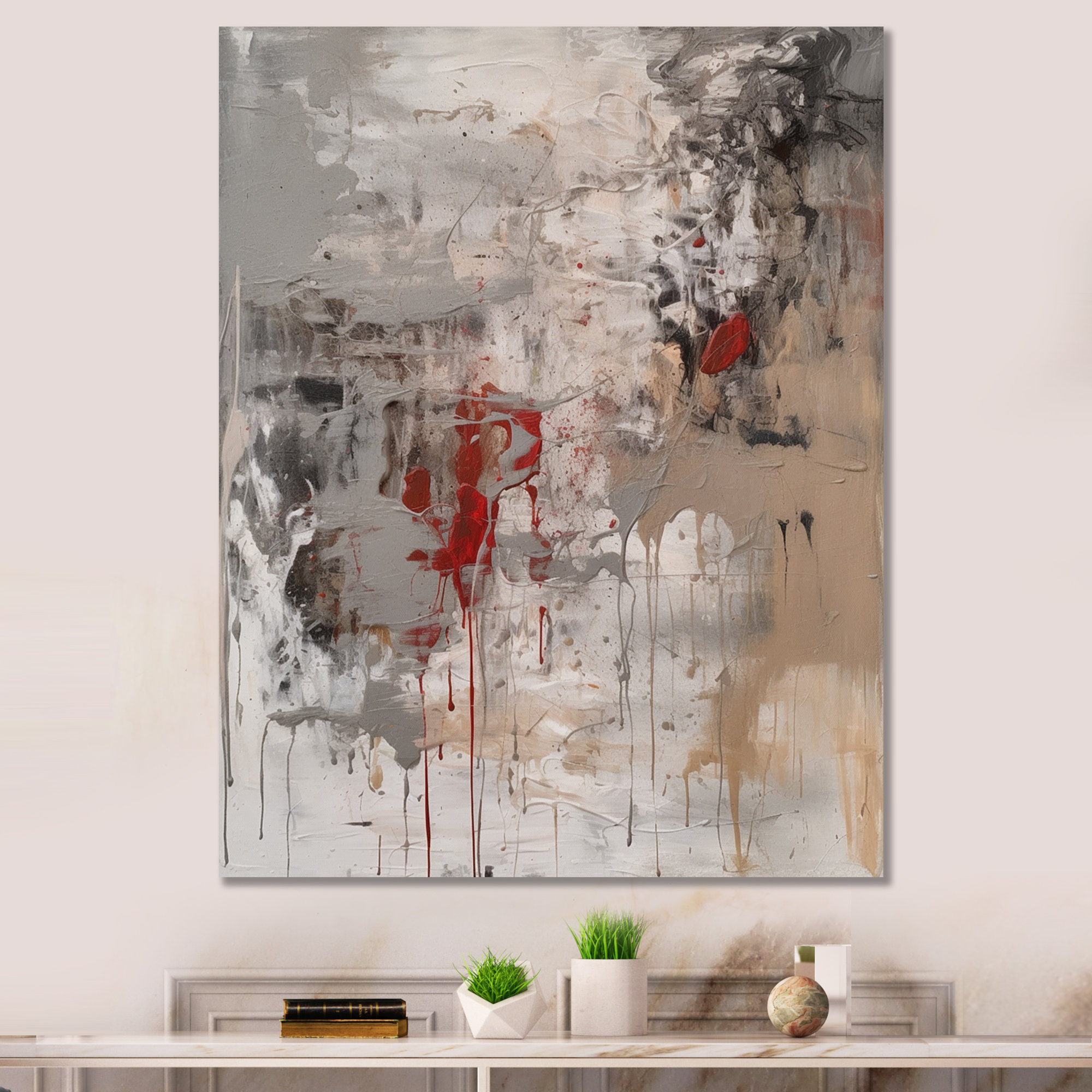 Wrought Studio™ Fading Passion Abstract In Retro Beige And Red ...