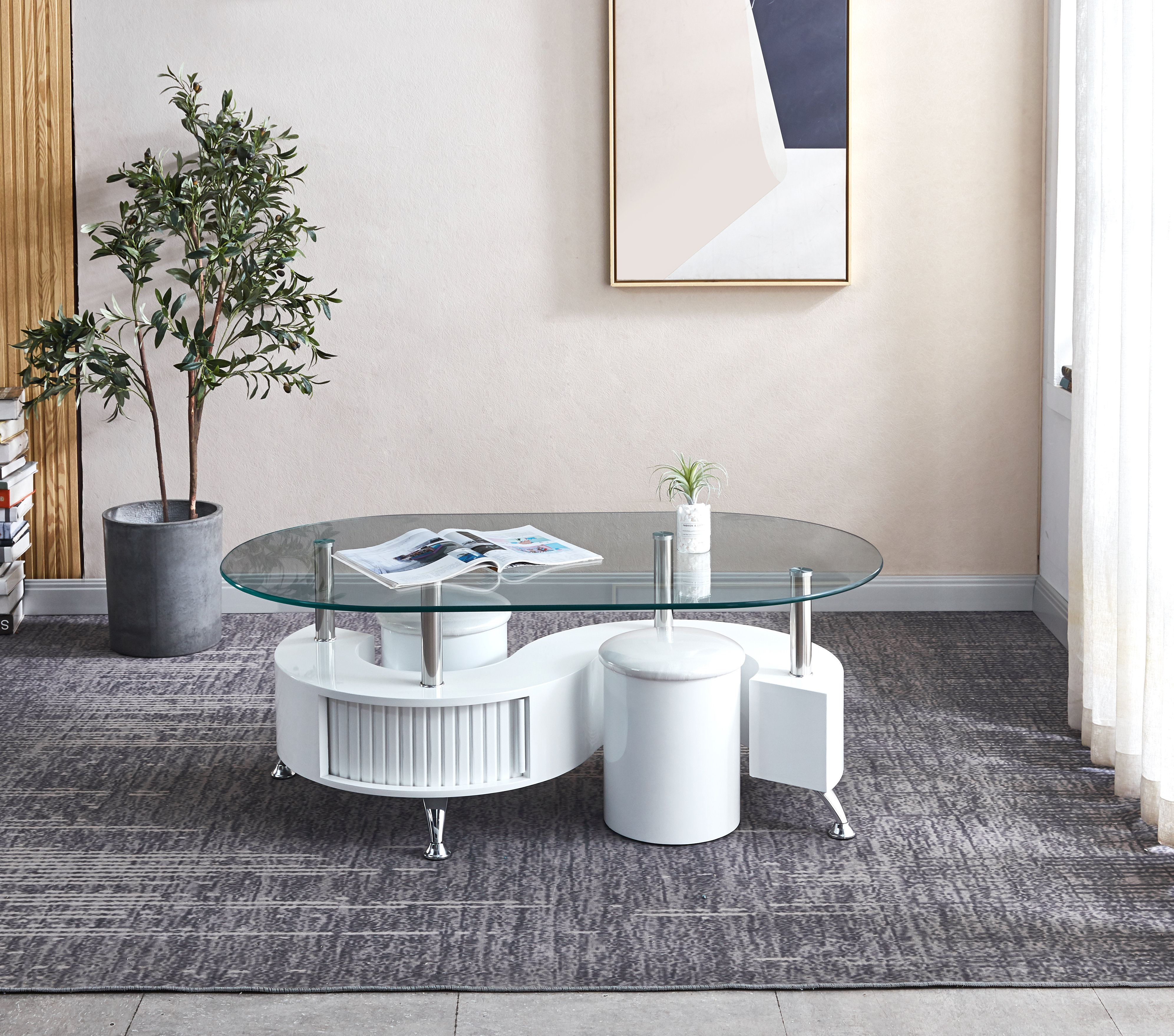 Ivy Bronx Patrizi Oval Glass Top Coffee Table | Wayfair