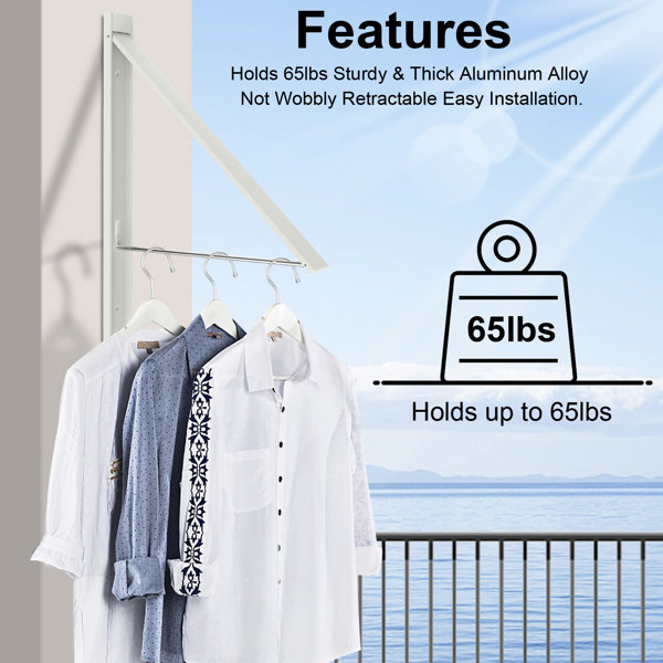 Rebrilliant Retractable Clothes Drying Rack,Space Saver Wall Mounted ...