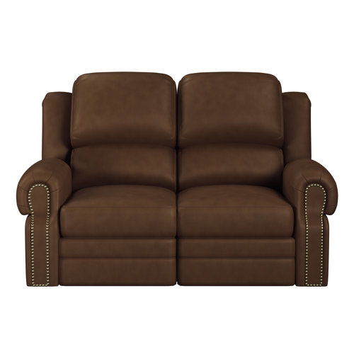Wildon Home® Fardowsa 84" Genuine Leather Rolled Arm Reclining Loveseat ...