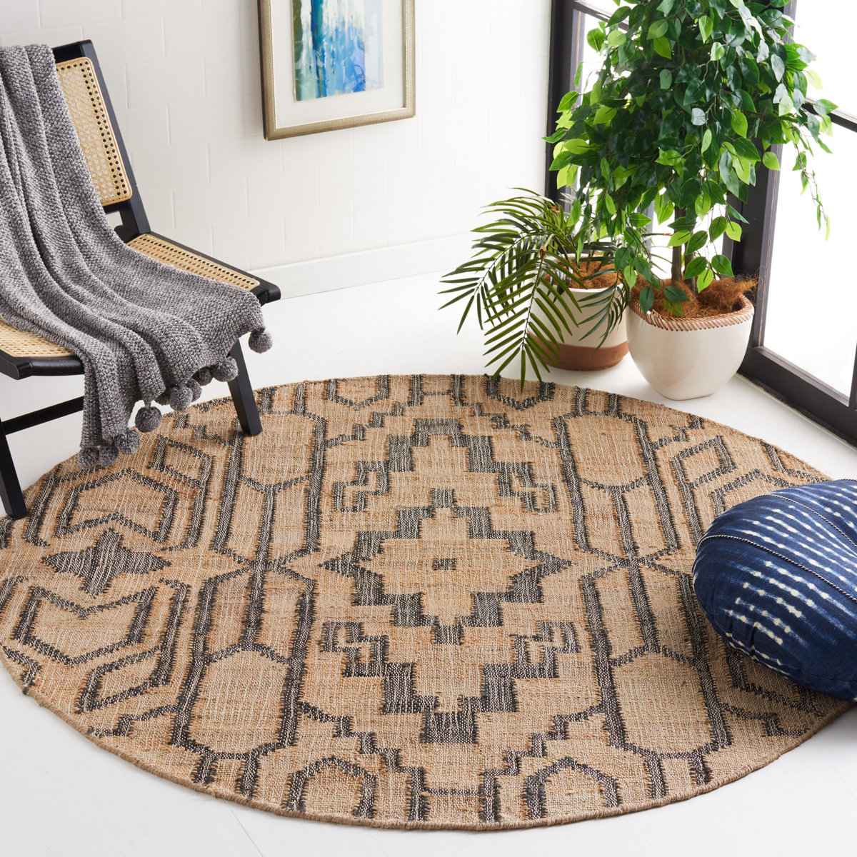 Foundry Select Augst Natural Fiber Flat Weave Jute Southwestern Rug ...