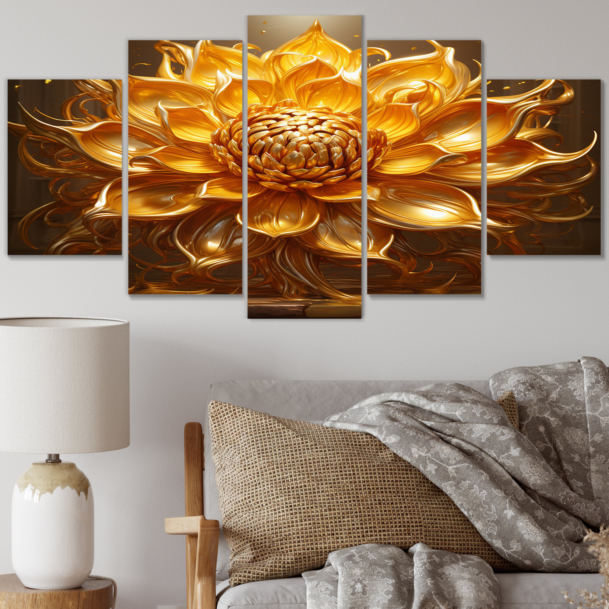 Mercer41 Abstract Golden Sunflower Glam Blooming III - Sunflower Canvas ...