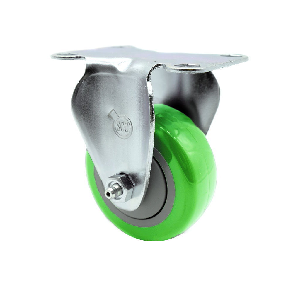 Service Caster 3 Inch Green Polyurethane Wheel Rigid Top Plate Caster ...