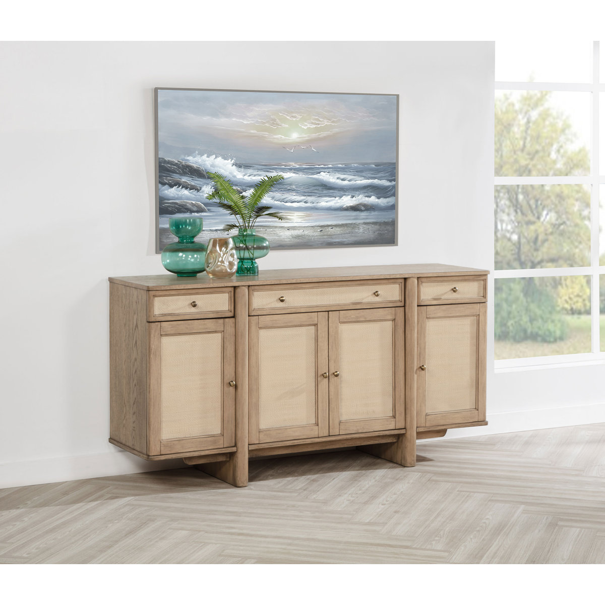 Gracie Oaks Grand Aesthetic - Kailani 4-Door Cane Sideboard Buffet ...