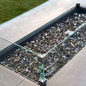 Elementi Plus Rectangular Fire Pit Flame Guard (Glass) | Wayfair