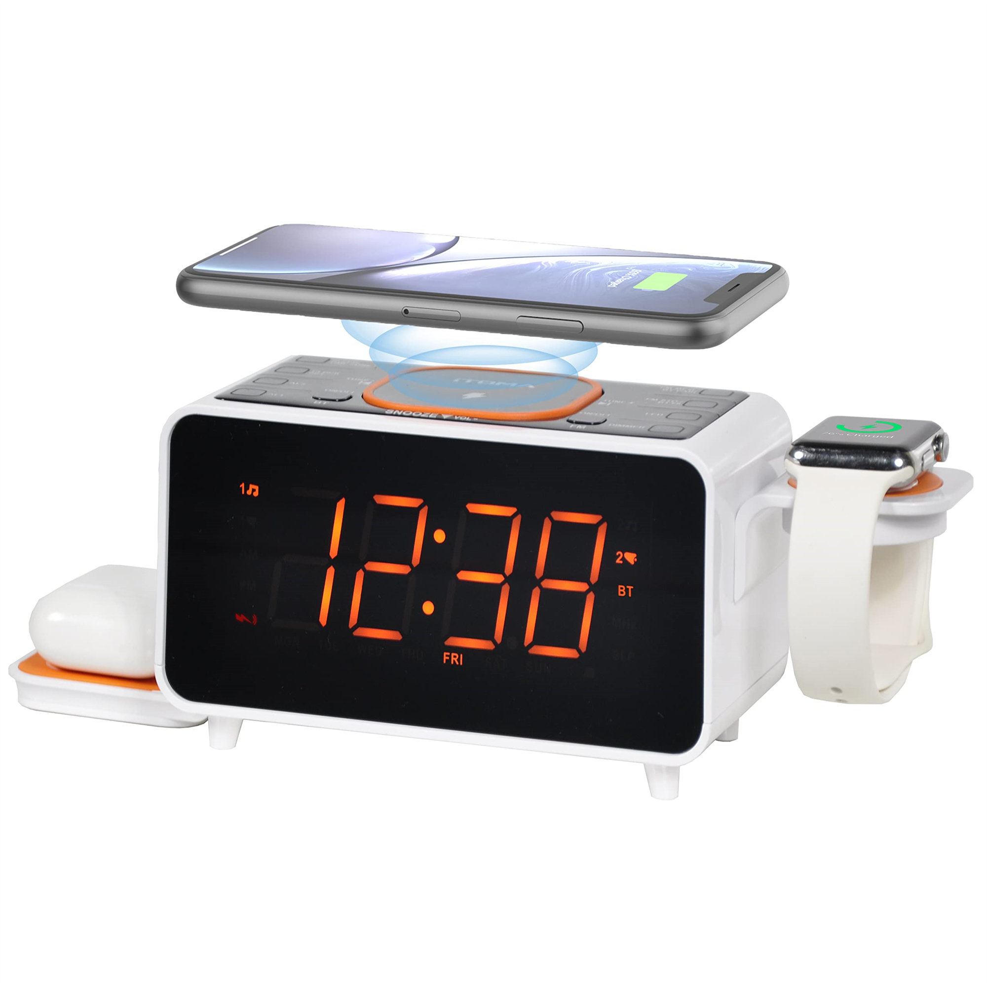 Ebern Designs Digital Metal Electric Alarm Tabletop Clock White ...