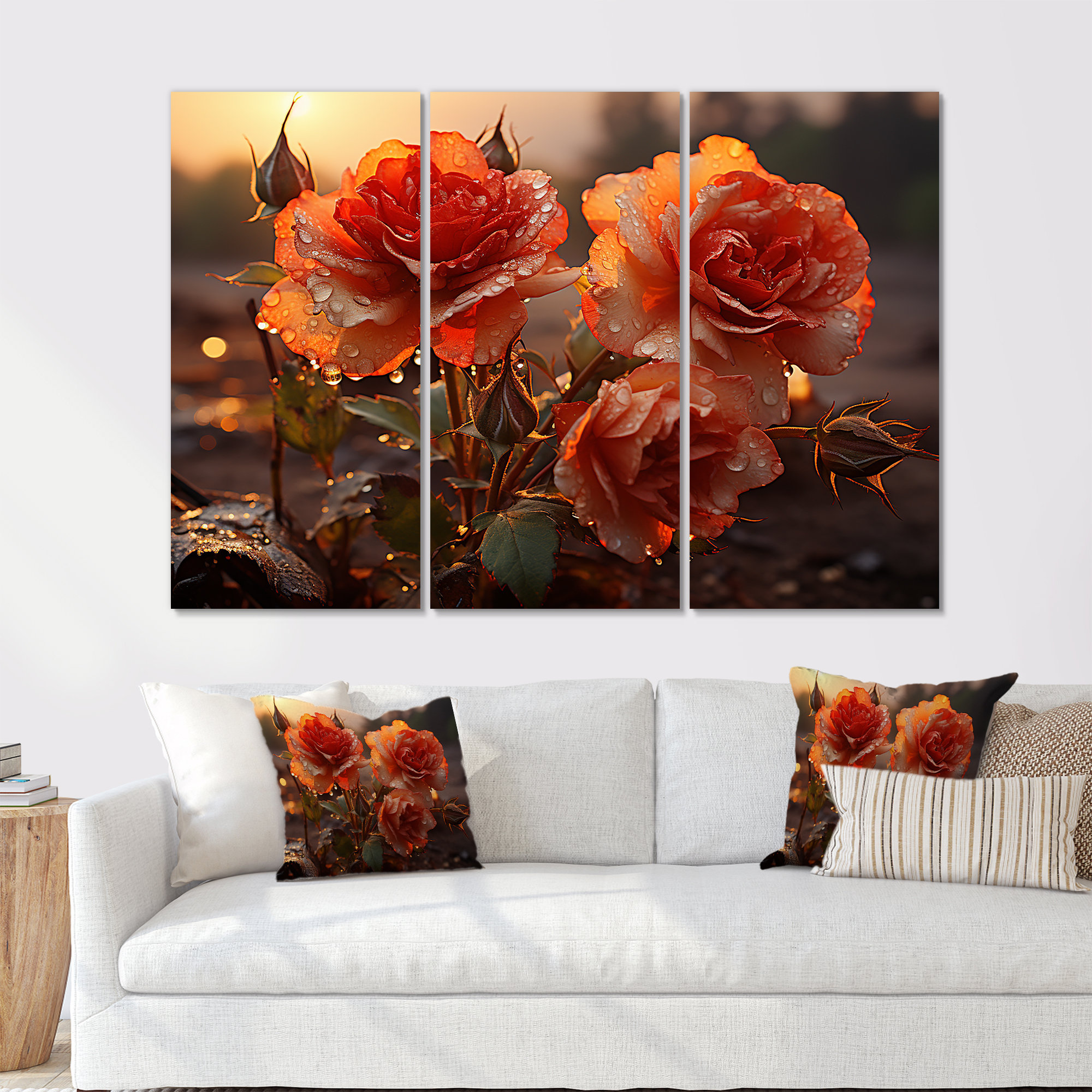 Mercer41 Coral Roses Charm At Morning - Roses Wall Art Print Set | Wayfair
