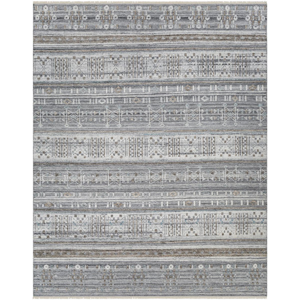 Foundry Select Marin Light Gray/Brown Hand Knotted Area Rug | Wayfair