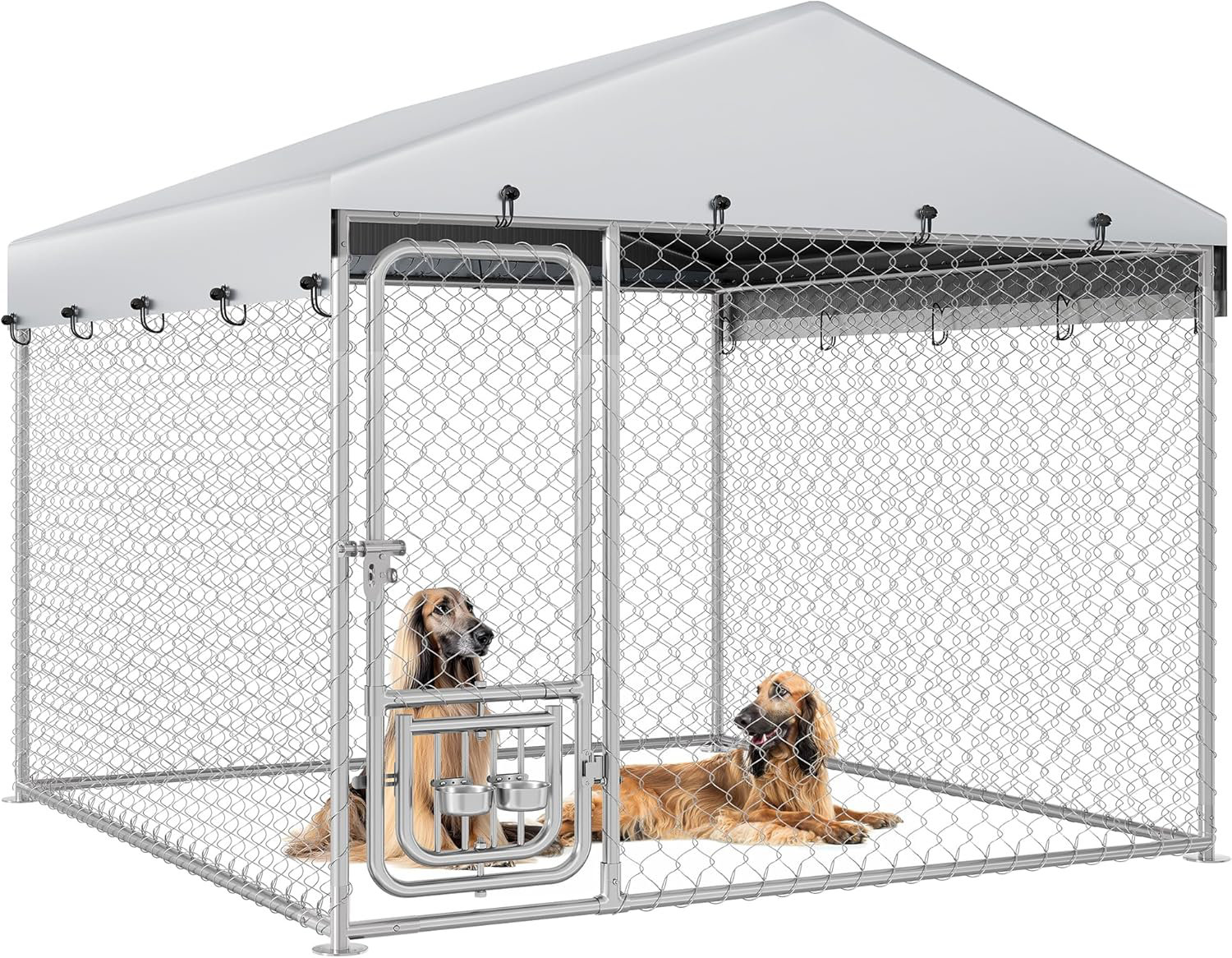 Tucker Murphy Pet™ Outdoor Dog Kennel with Rotating Feeder Bowls, 7.5 ...