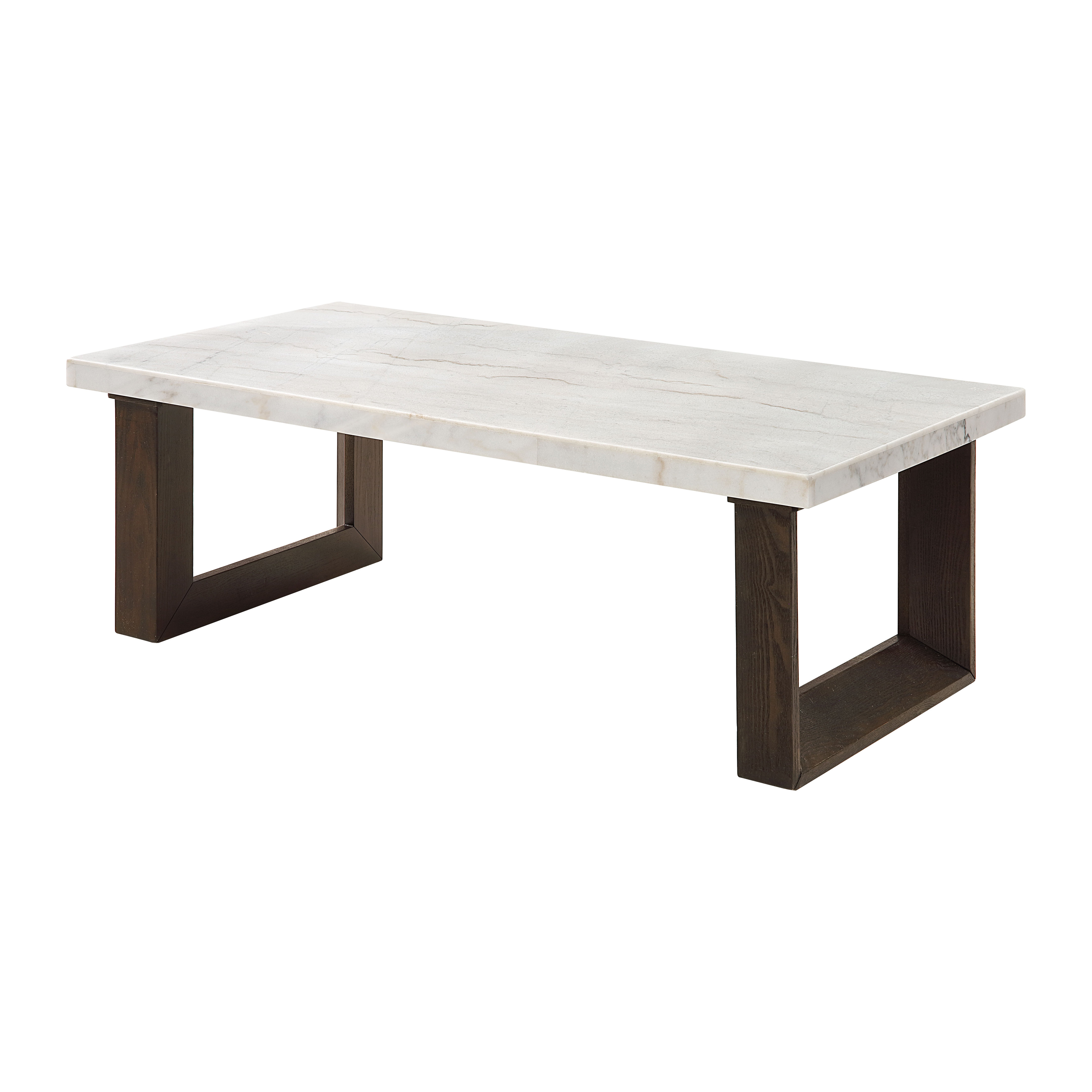 Orren Ellis Coffee Table w/Marble Top, Natural Marble Top & Espresso ...