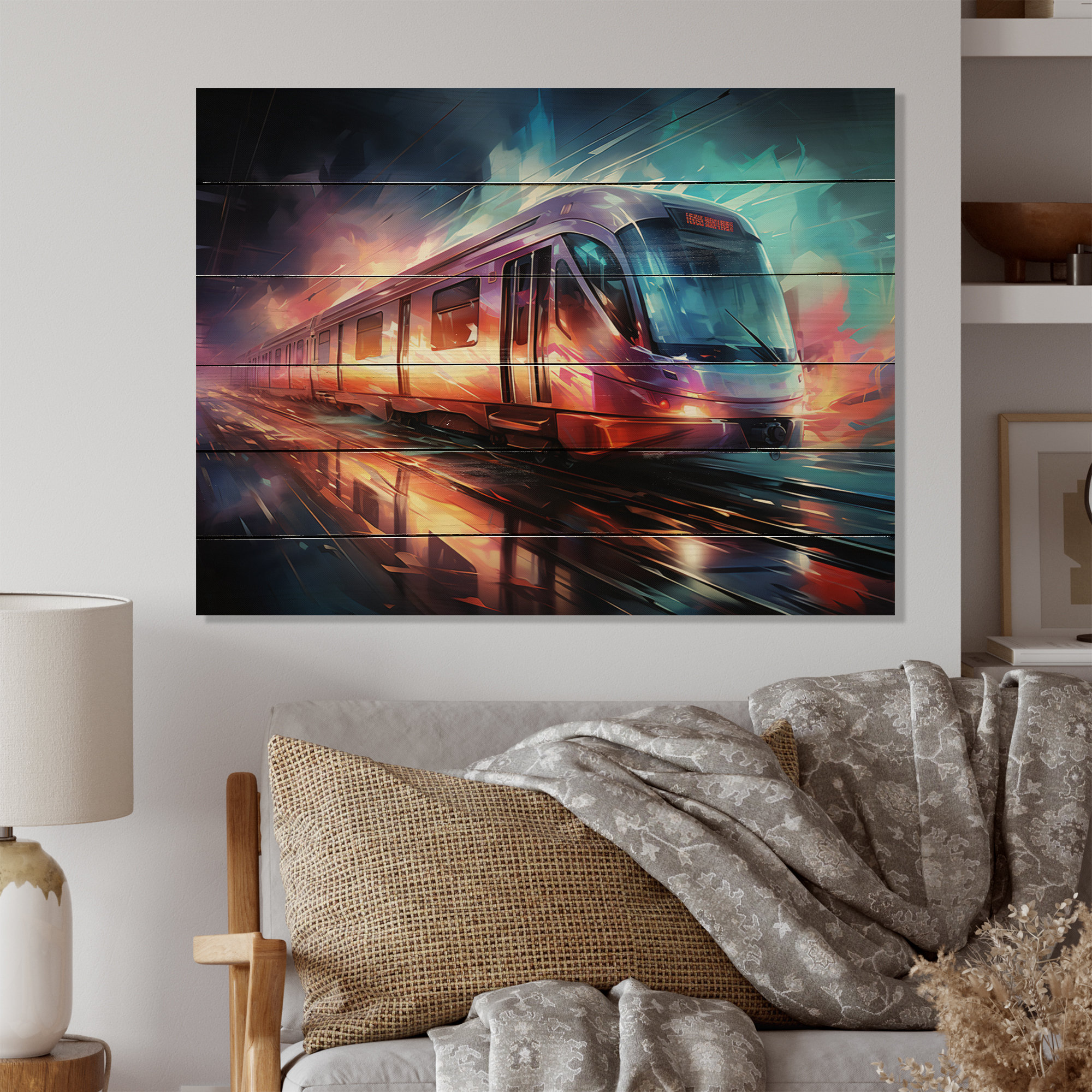 Latitude Run® Jamilyn Abstract Train Luminous Journeys On Wood Print ...