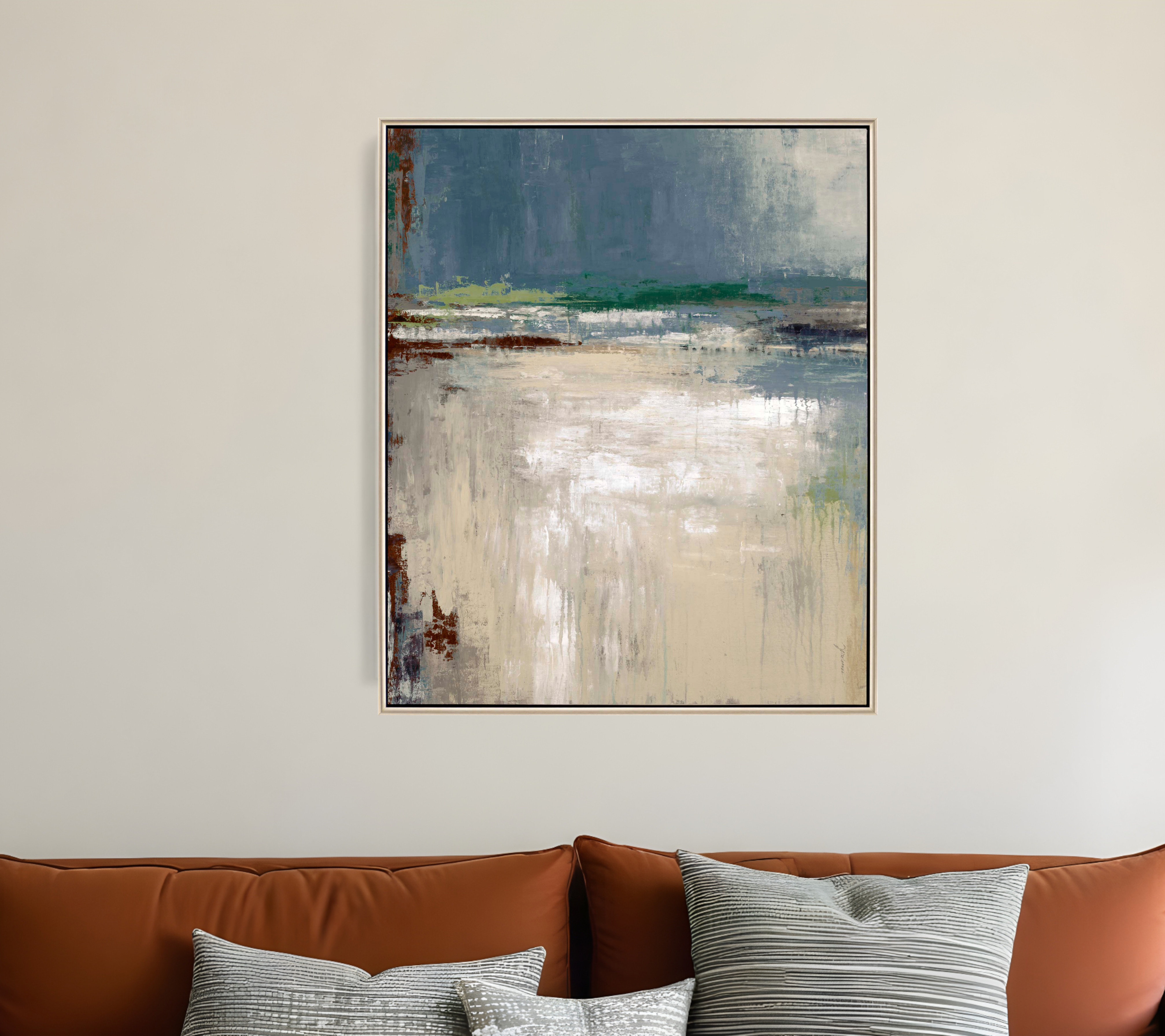HomeRoots Abstract Landscape Silver Floater Frame Print Wall Art | Wayfair