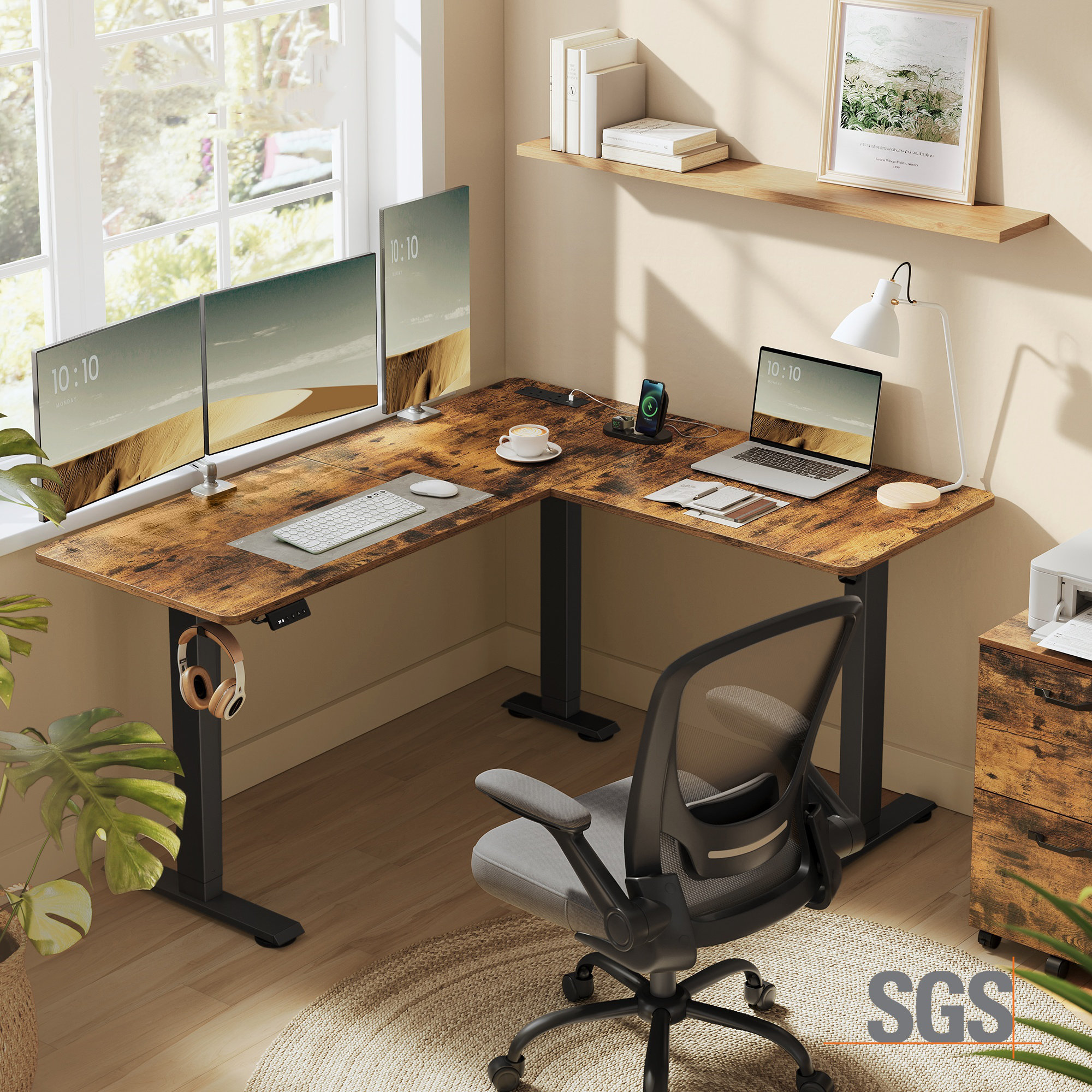 Borough Wharf L Shaped Electric Standing Desk | Wayfair.ie