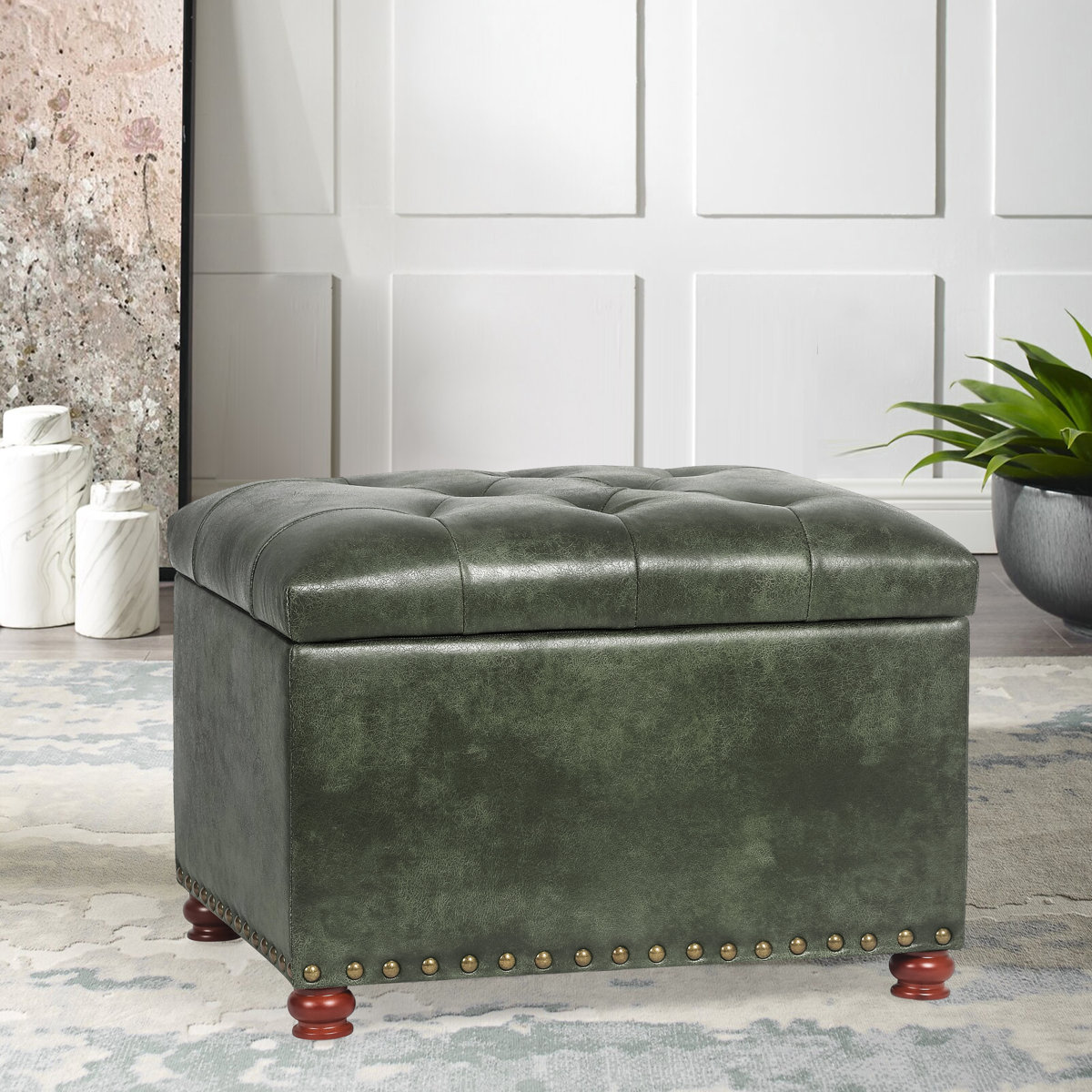 Charlton Home® Milana Classy Accent 24" Wide Tufted Rectangle Storage ...