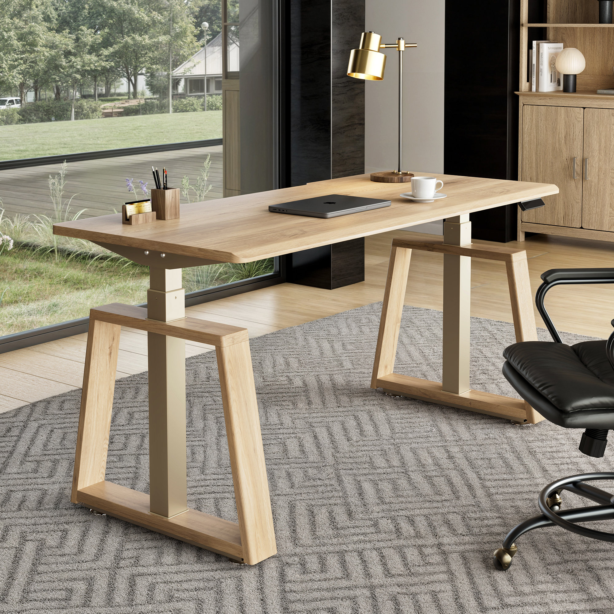 Latitude Run® Modern 63 Inch Standing Executive Adjustable Desk ...