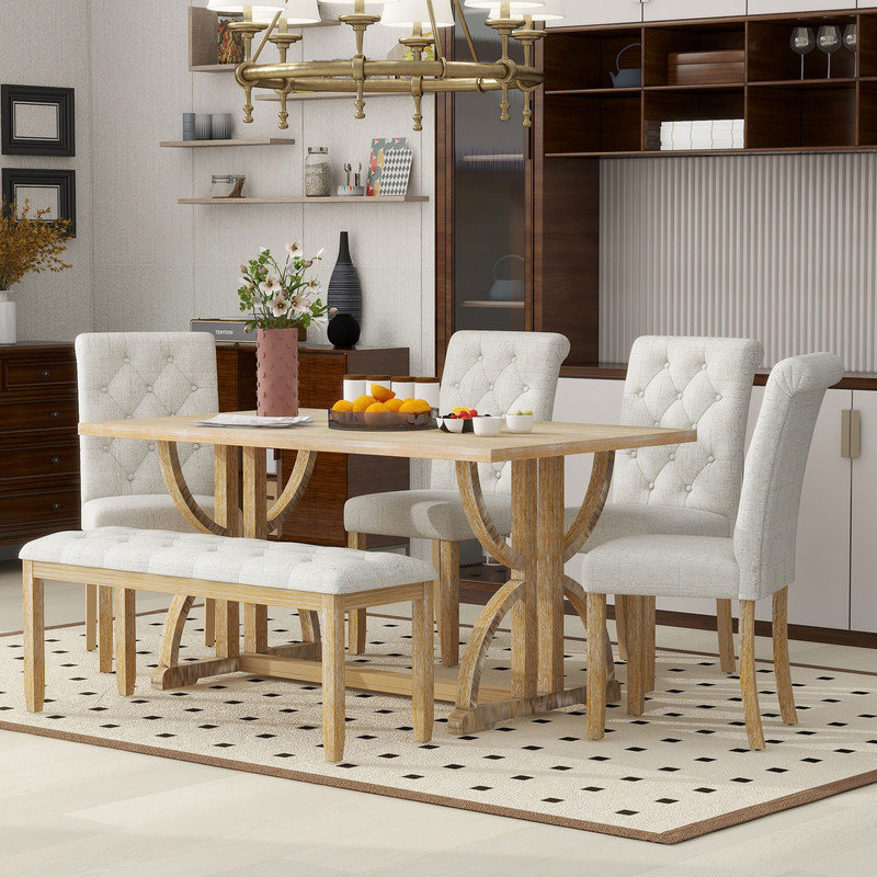 August Grove® Borina 6 - Piece Trestle Dining Set | Wayfair