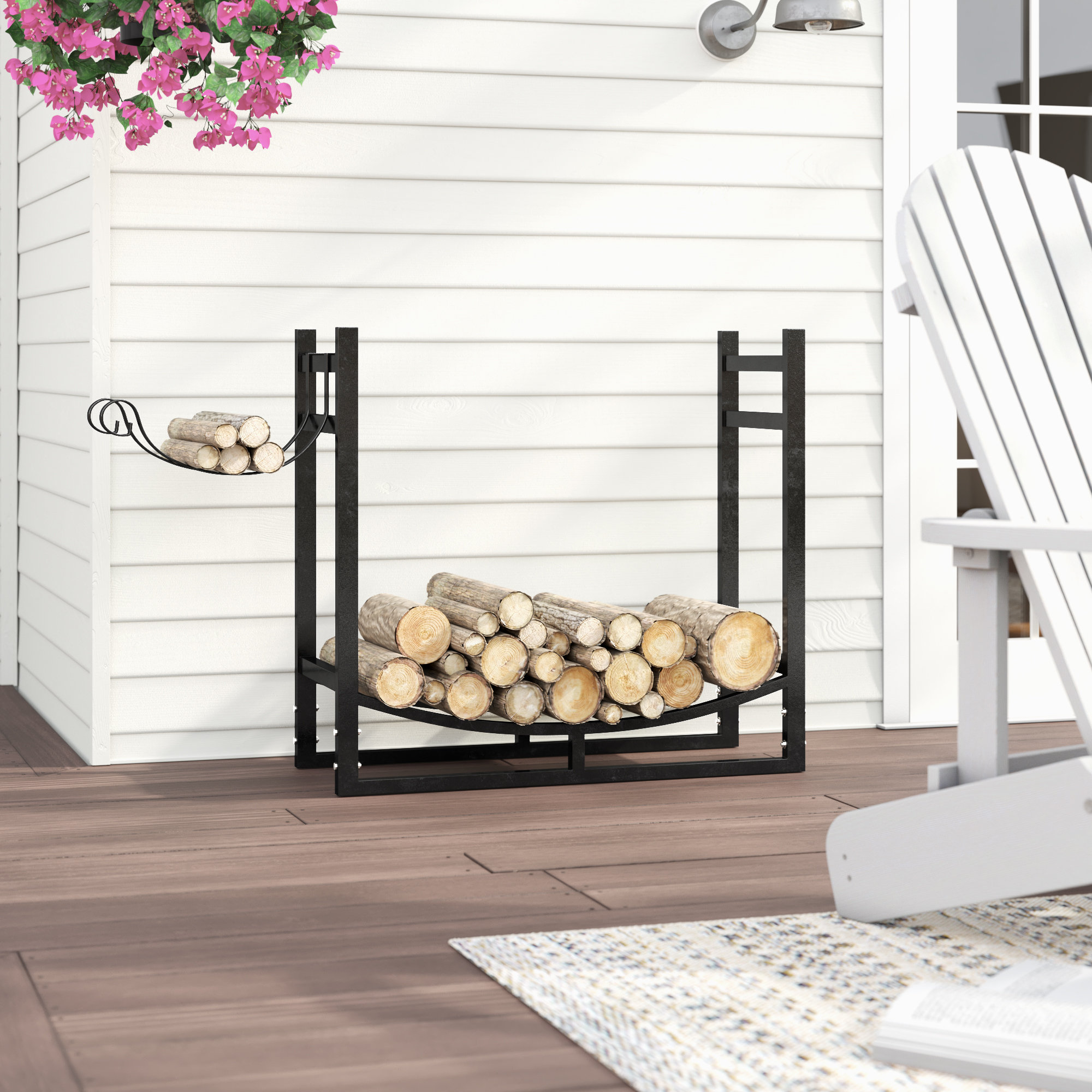 WFX Utility™ Bellatrix Outdoor Powder-Coated Steel Firewood Log Rack ...