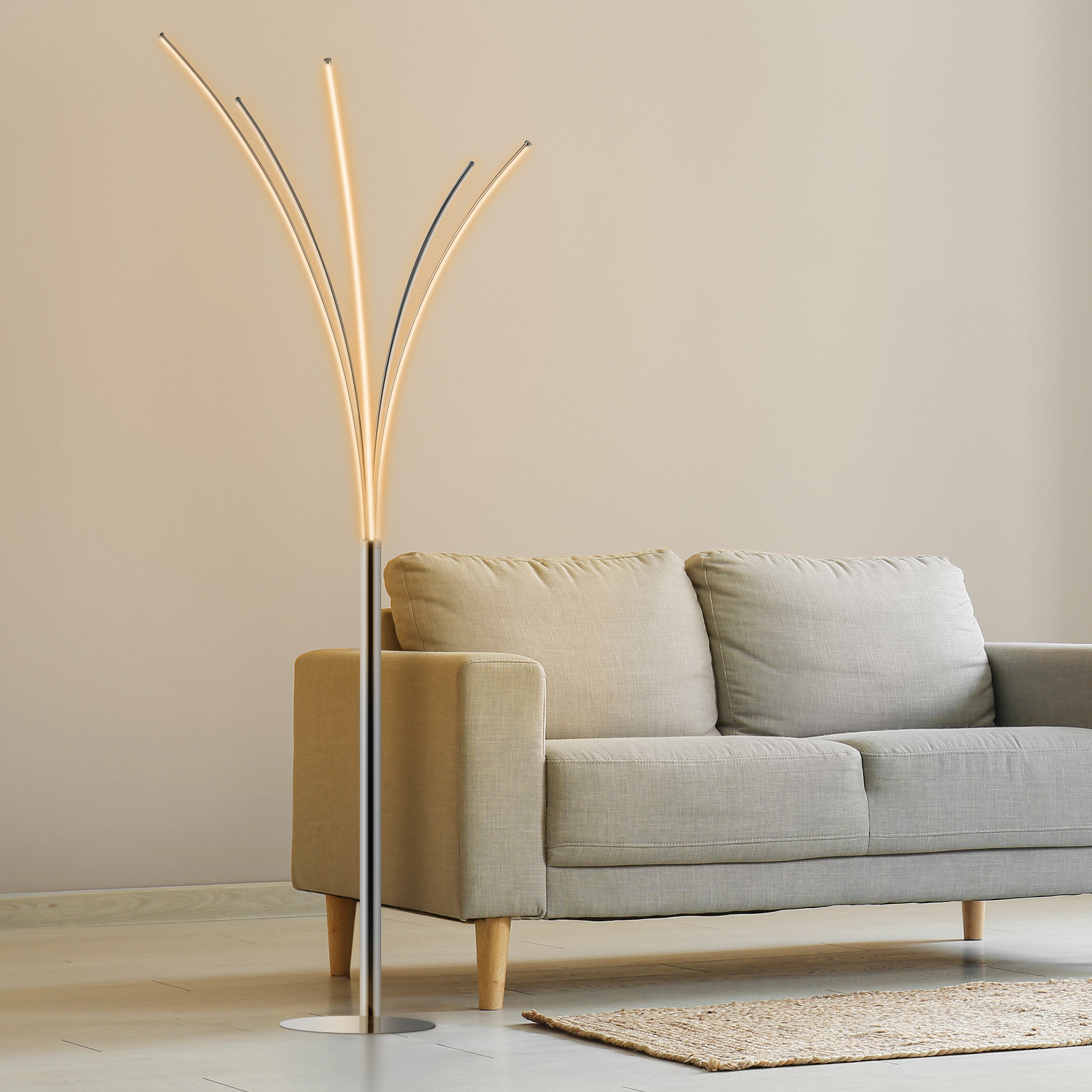 Ivy Bronx Shawntay 71" Modern Minimalist Metal 5-Branch Arc Dimmable ...