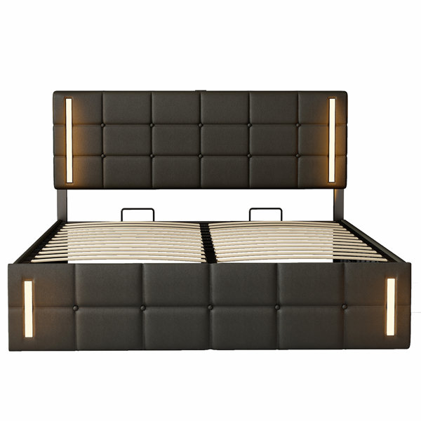 Ivy Bronx Lit plateforme tapissier avec rangement Lashera - Wayfair Canada