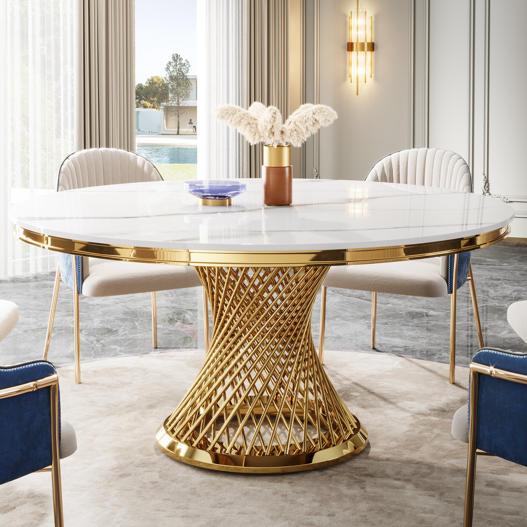 Willa Arlo™ Interiors Averill Round 59'' Dining Table, Luxury Sintered ...