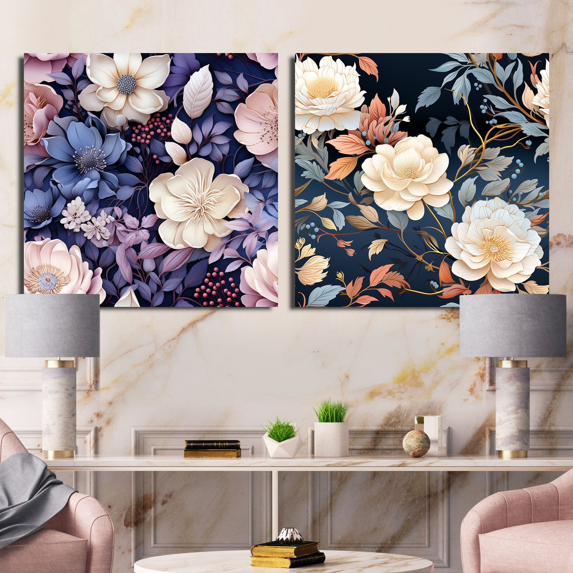 Design Art Subdued Enchantment Moody Patterns III - Floral Square ...