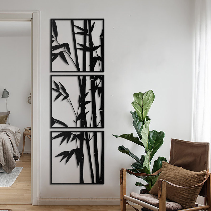 ARTEPERA Metal Bamboo Tree Wall Art Set - 3 Piece | Wayfair