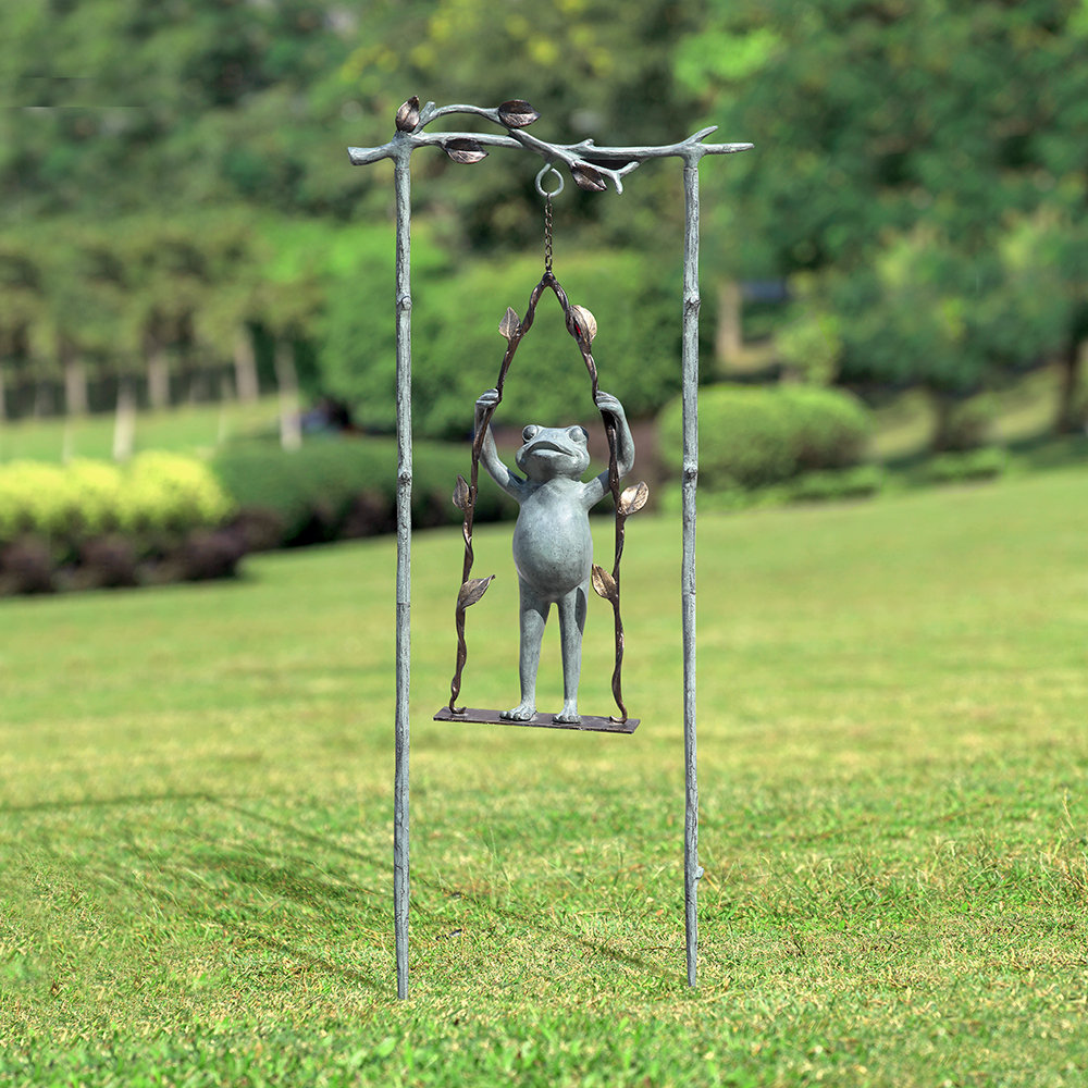 One Allium Way® Daredevil Frog on Swing Garden Stake | Wayfair