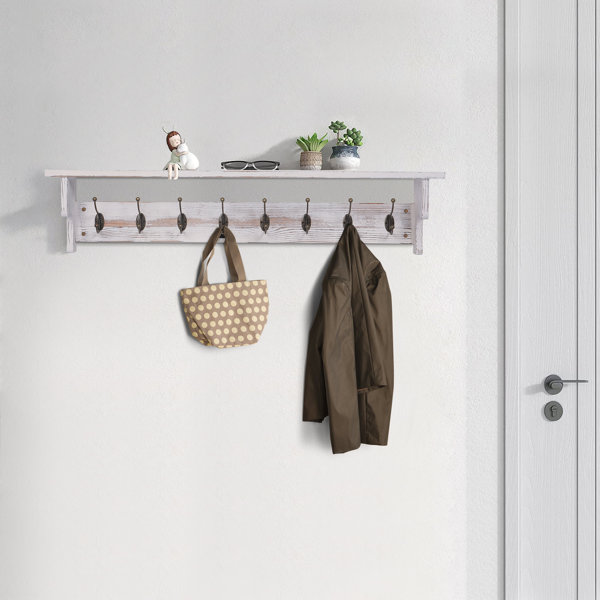 August Grove® Amarisa Solid Wood 8 - Hook Wall Mounted Coat Rack with ...