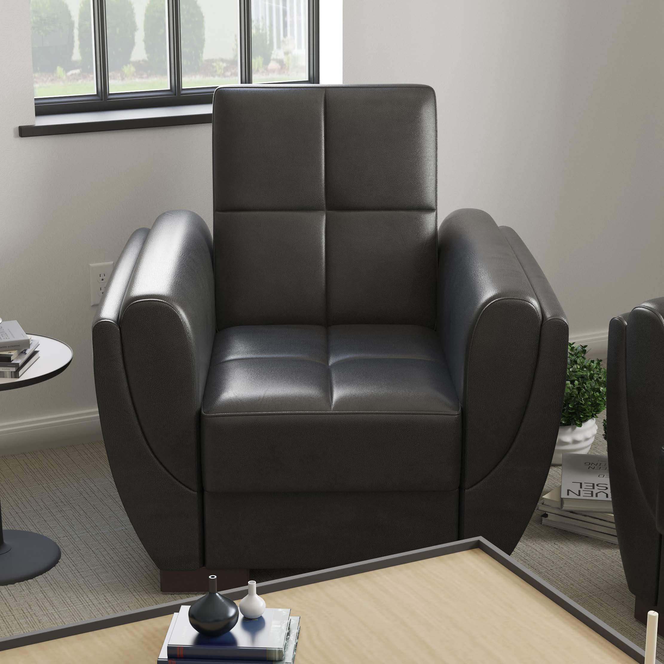 Hokku Designs Upholstered Convertible Armchair With Storage - Wayfair ...