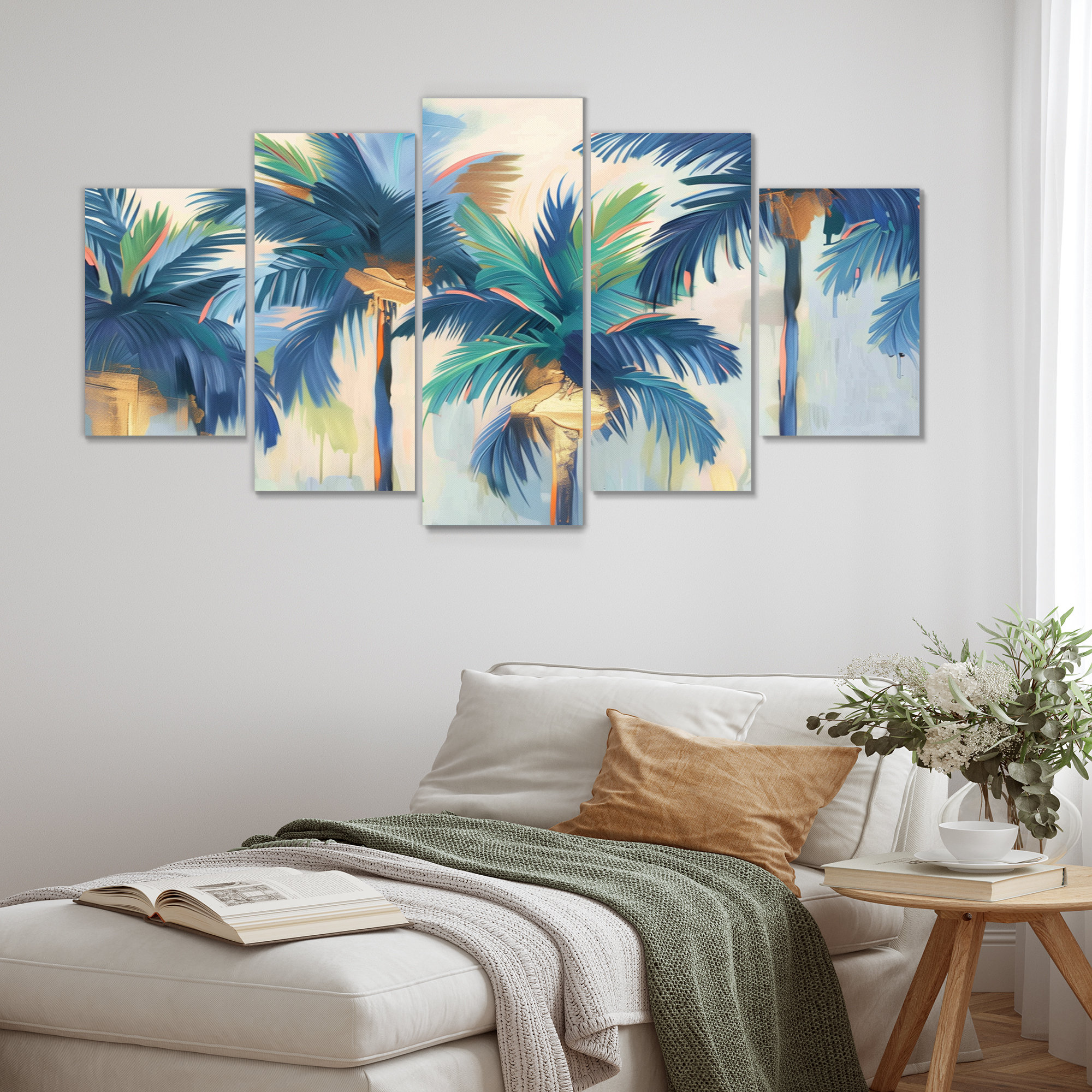 Design Art Blue And Gold Palm Tree Forest II - Palms & Palm Trees ...