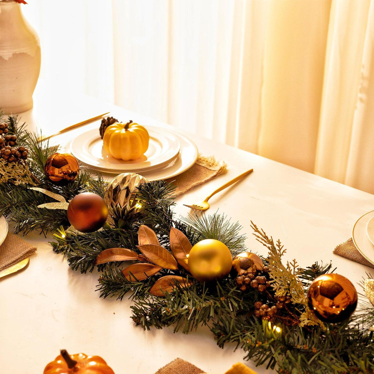 Valery Madelyn 6ft Pre-Lit Fall Garland with Light for Mantle, Lighted ...