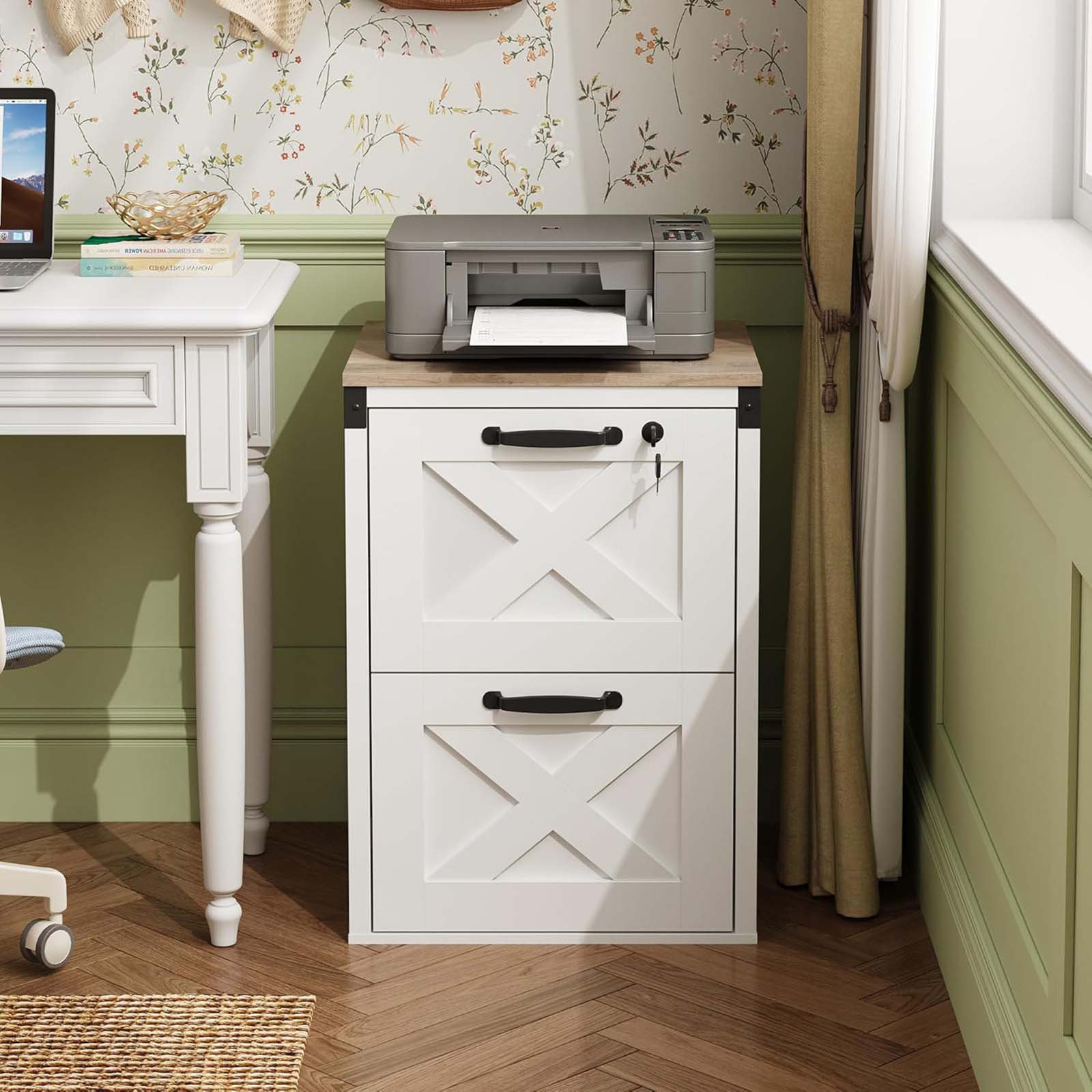 Ophelia & Co. 2 Drawer File Cabinet With Lock, Wood Farmhouse Filing ...