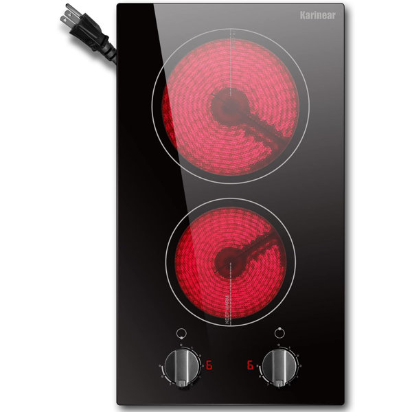 Karinear 2 Burners Electric Cooktop 110v , 12''Electric Stove Top with ...