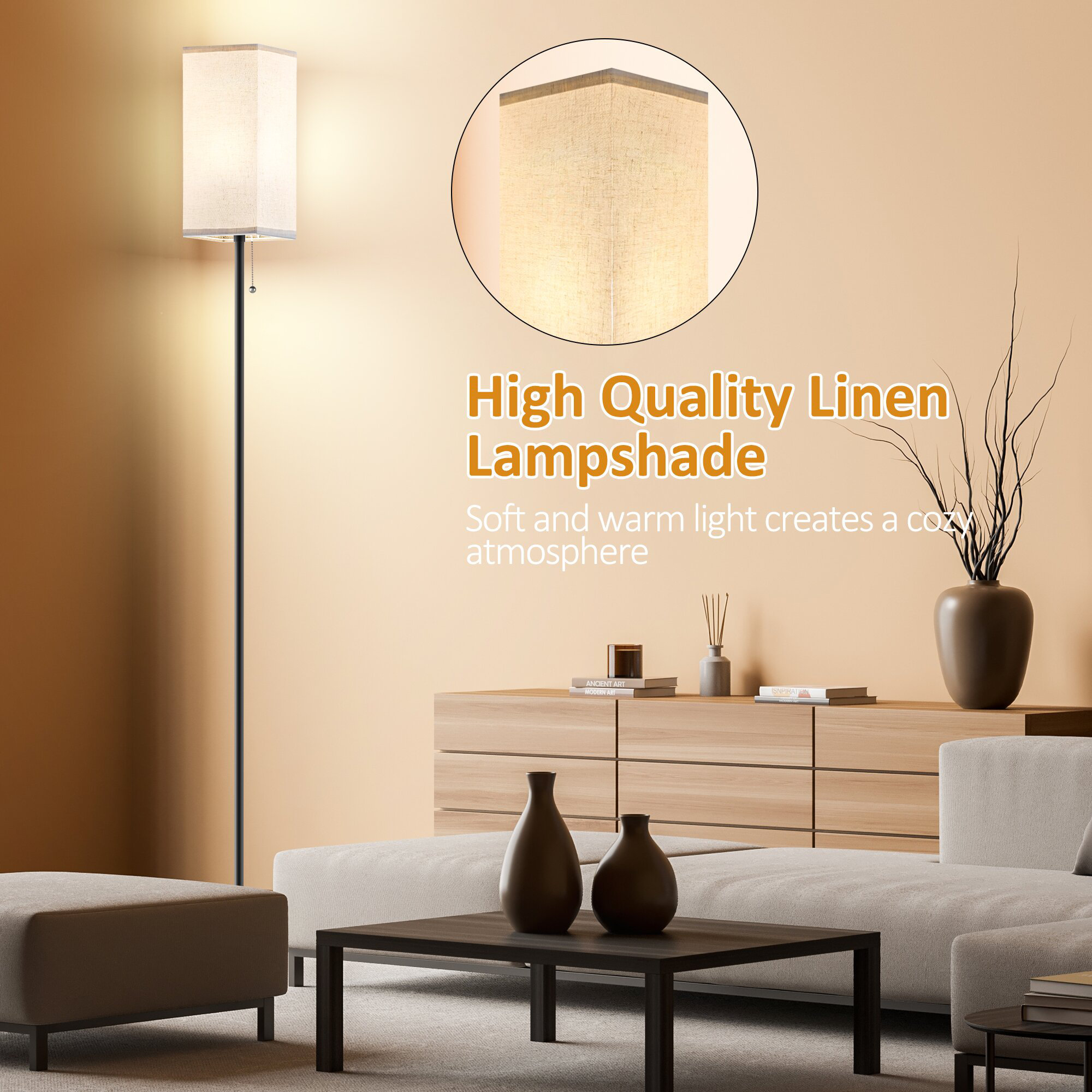 Ebern Designs Rondo 64.6" Corner Floor Lamp for Apt. with 3-Way Dimmer ...