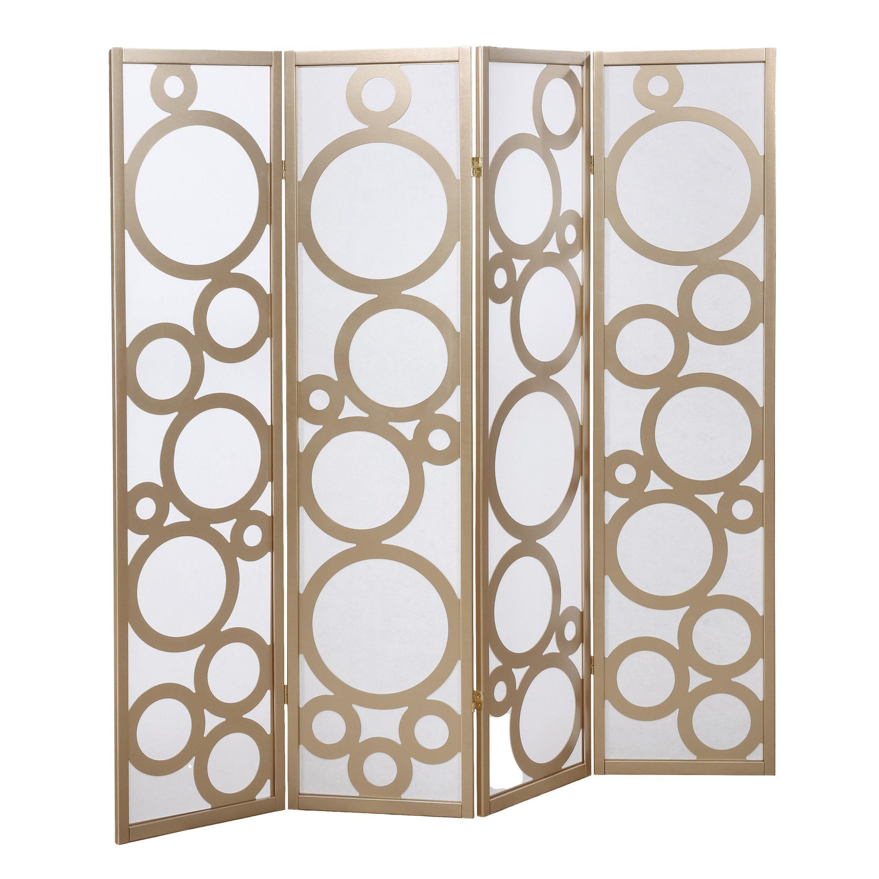 Latitude Run® 4-Panel Wood Room Divider with Circle Pattern | Wayfair