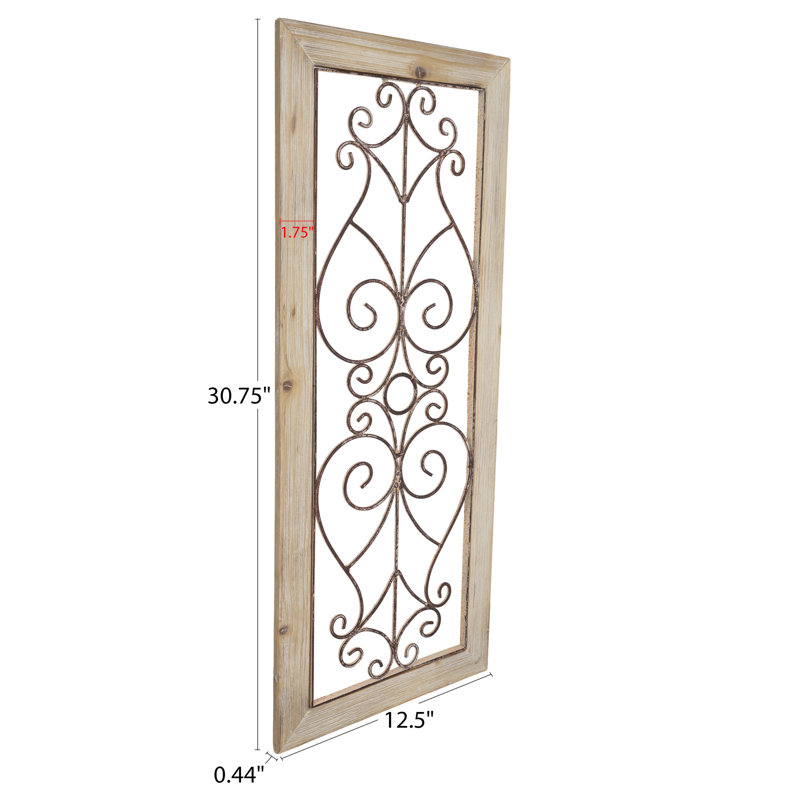 Ophelia & Co. Metal and Wood Wall Panel - Decorative Swirls and Scrolls ...