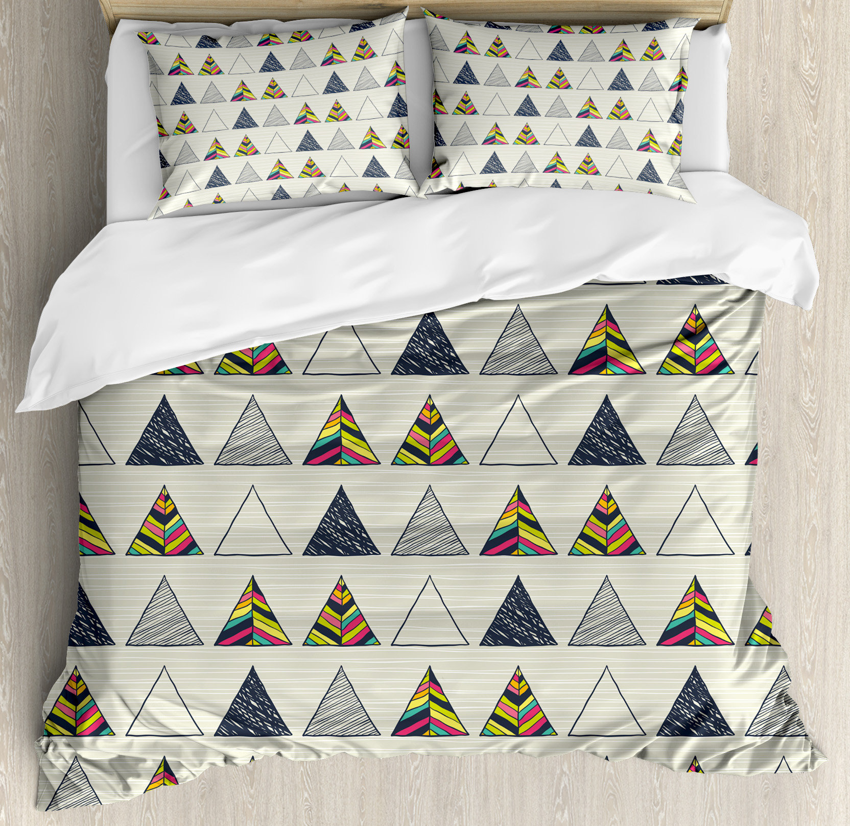 Ambesonne Geometric Abstract Hand Drawn Triangles with Minimalist ...