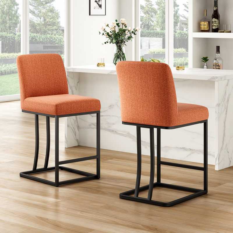 Wade Logan® Bryken Upholstered 23.4'' Counter Stool with Metal Frame ...