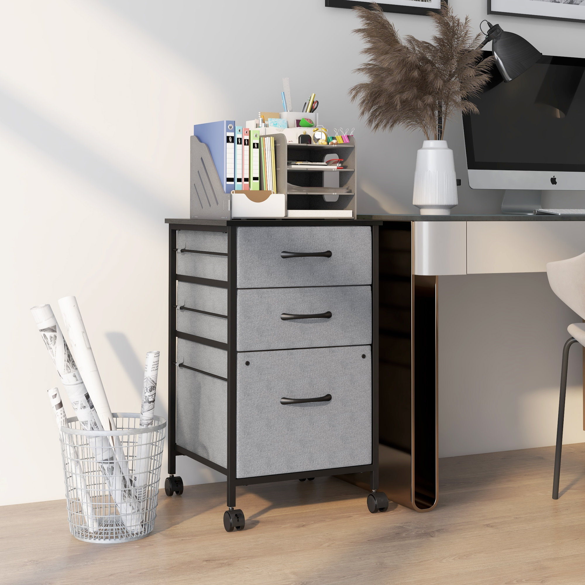 Ebern Designs Berzai 15.7'' Wide 3 -Drawer Mobile Steel File Cabinet ...