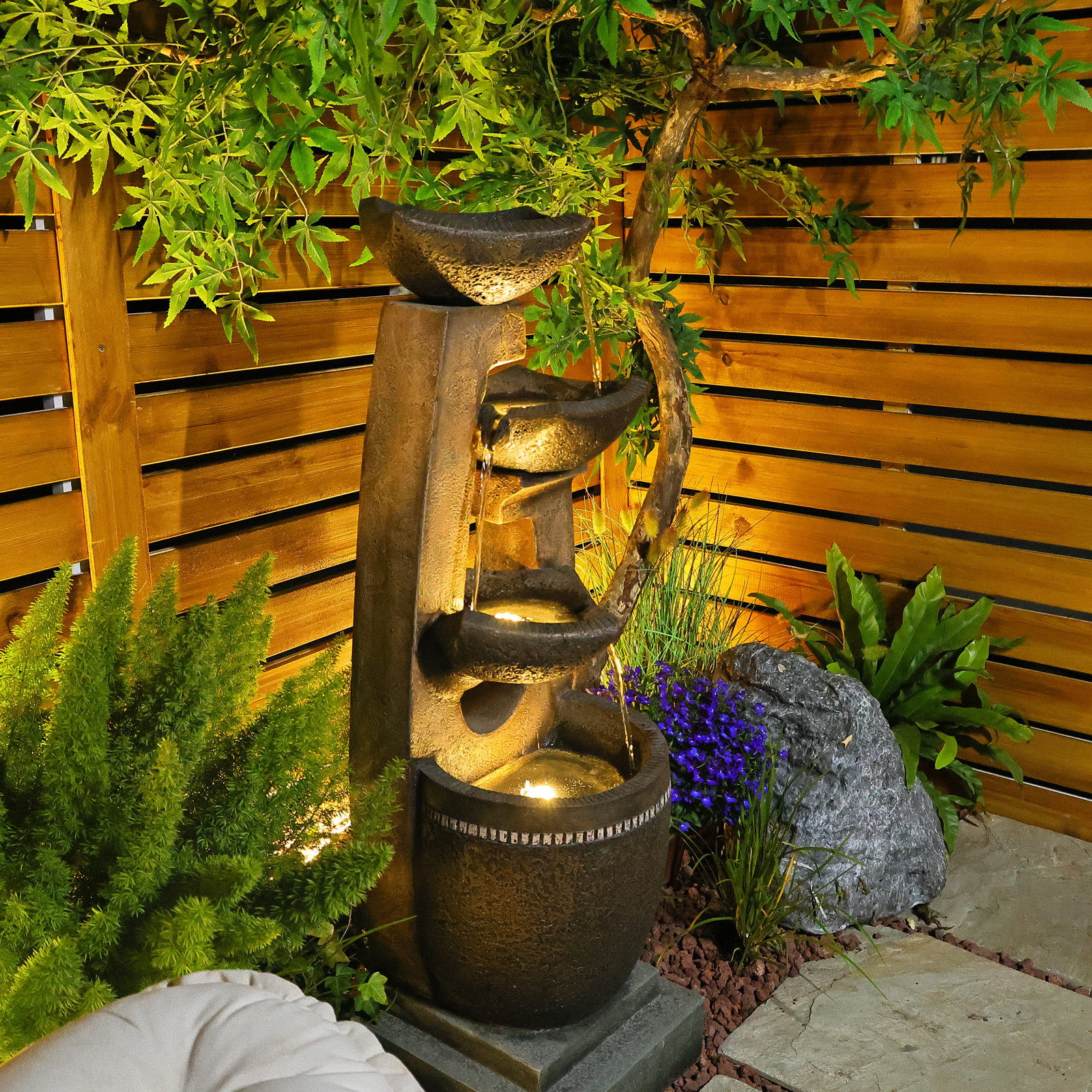 17 Stories Water Fountain Outdoor Indoor Garden - 39.8 Inch Modern ...