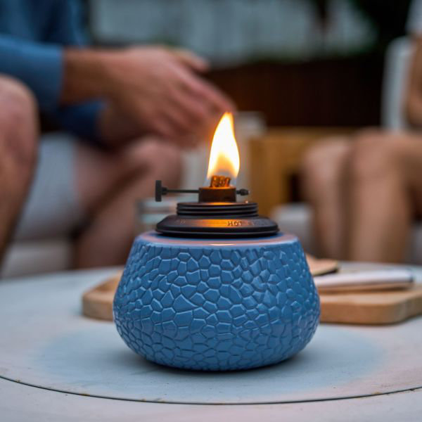 TIKI Brand TIKI® Brand Adjustable Flame 6 Inch Stone Table Torch Blue ...