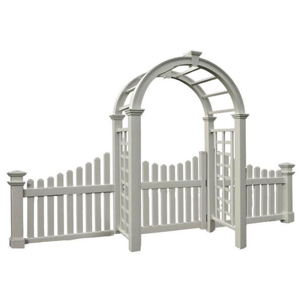 Vita 158" W x 30" D Polyvinyl Chloride (PVC) Arbor with Gate in White ...