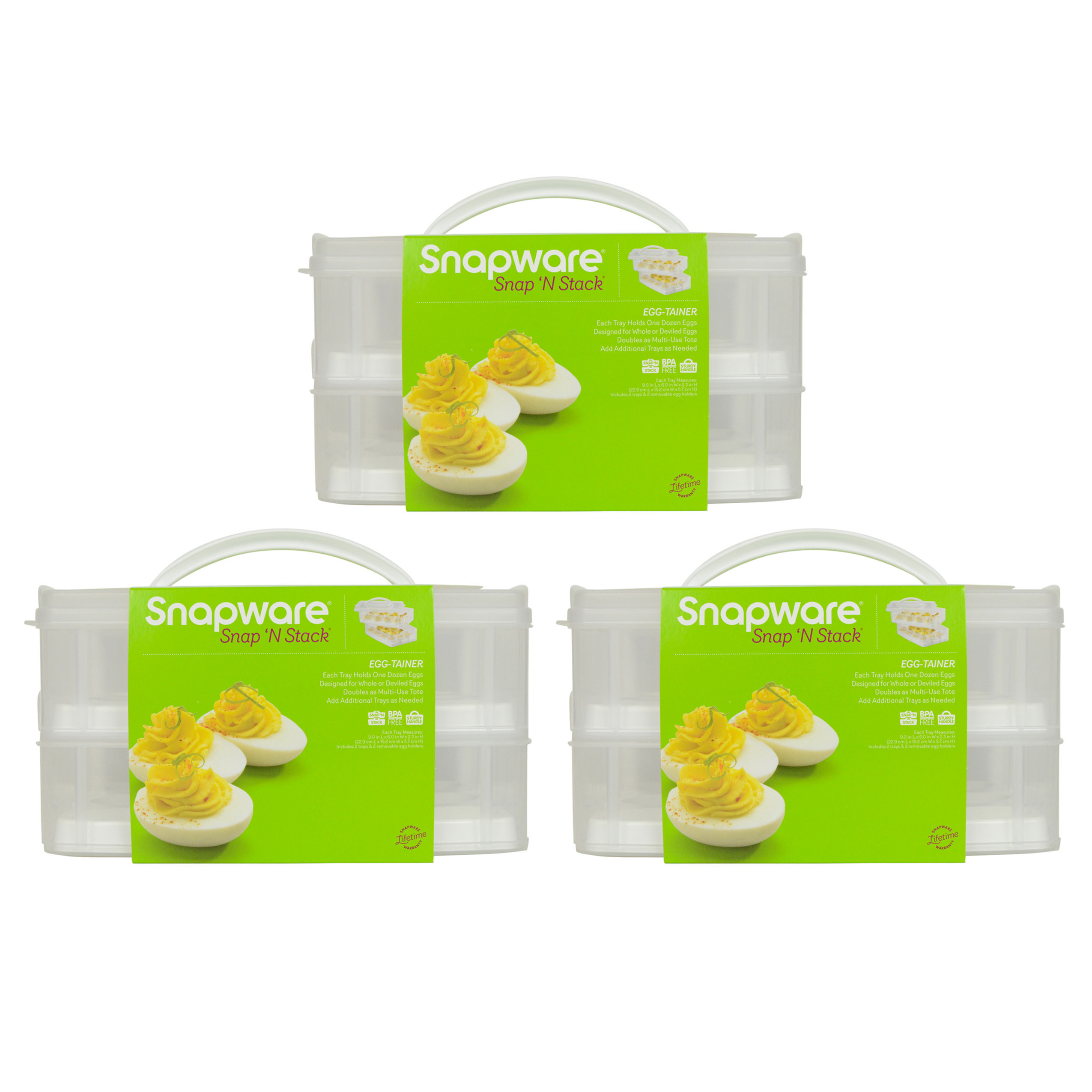 Snapware 2-Layer Snap N Stack Food Storage With Egg Holder Trays - 3 Pack | Wayfair