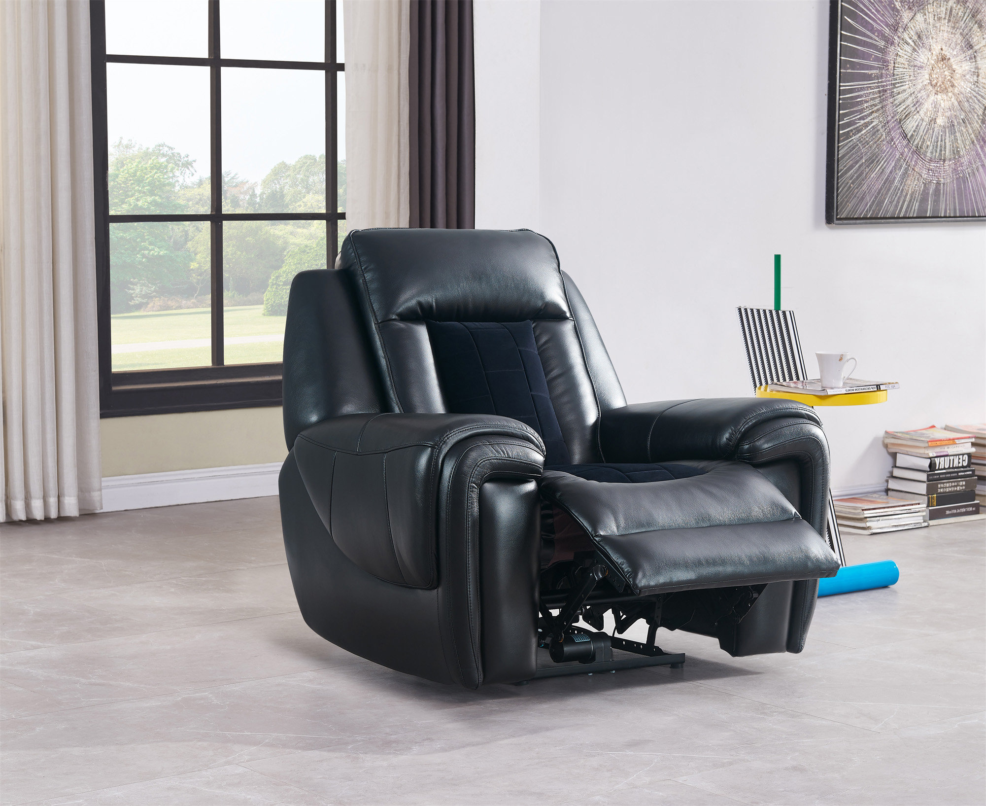 Red Barrel Studio® CLARK BLANCHE BLACK/VELVET POWER RECLINER WITH LED ...