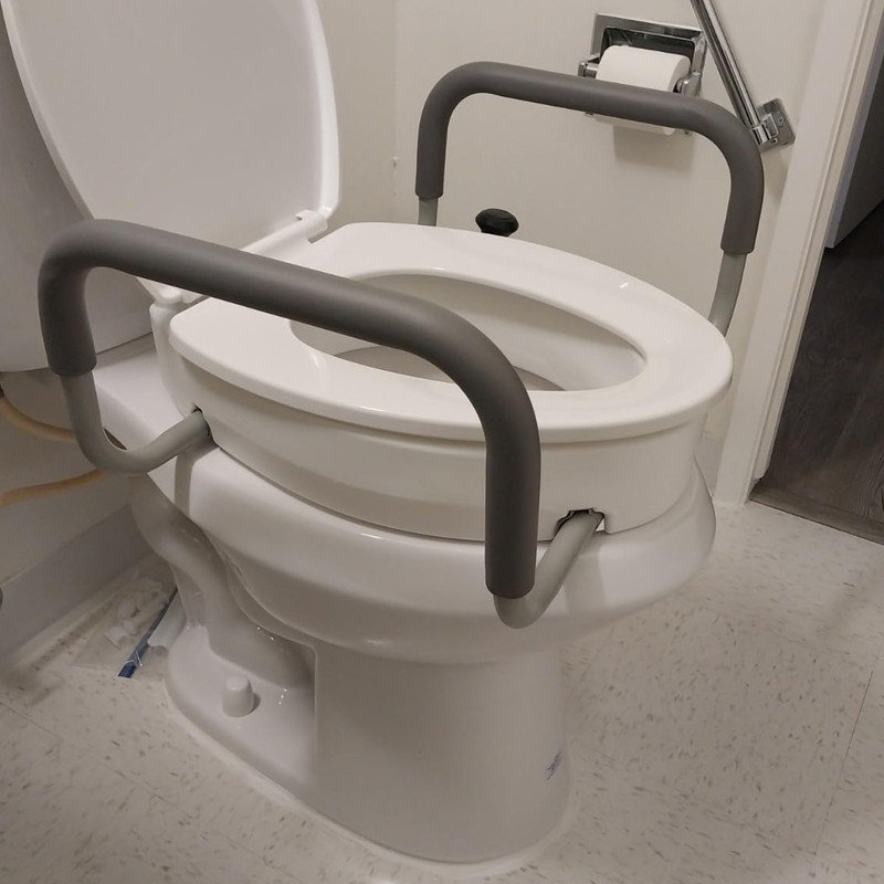 Kiflic 3.5 Inch Raised Toilet Seat with Handles - For Elongated Toilets ...