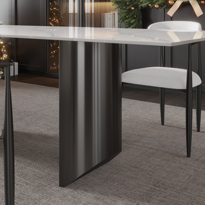 Everly Quinn Santrez 7 - Piece 94.48" Extendable Sintered Stone Dining ...