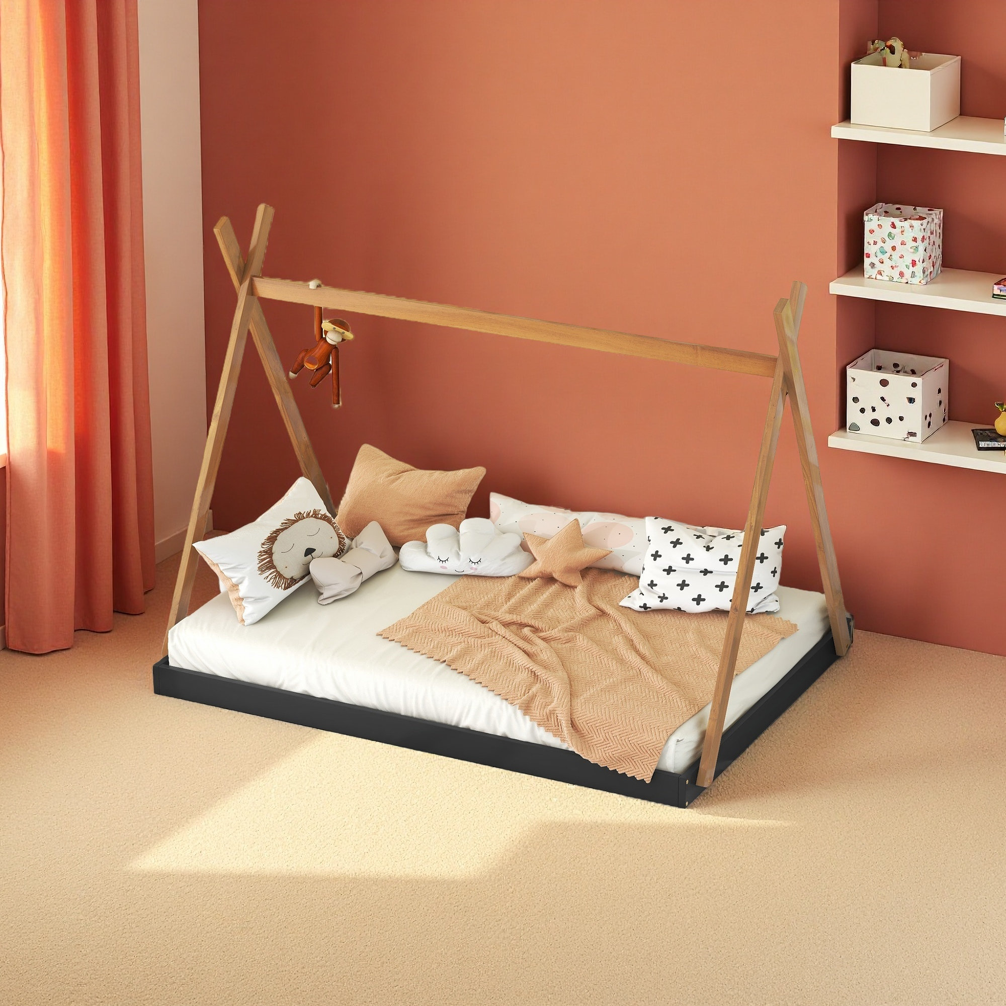 Harper Orchard Full Size Tent Floor Bed With Triangle Structure | Wayfair