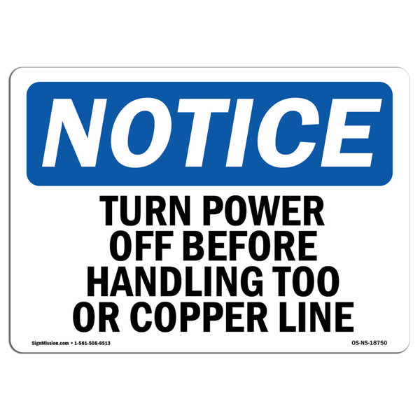 SignMission Turn Power off Before Handling Tool or Copper Line Sign ...